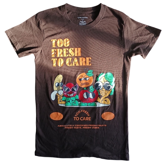 Chemistry | Tops | Chemistry Brown Too Fresh To Care Fruit Graphic ...